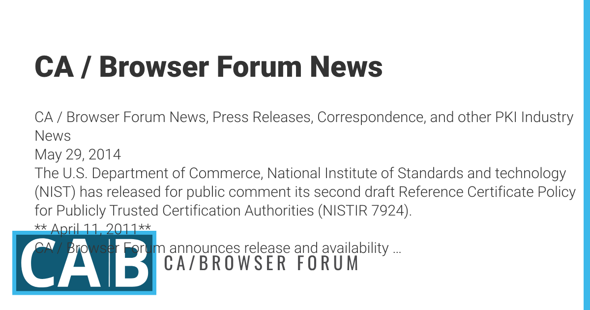 CA / Browser Forum News | CA/Browser Forum