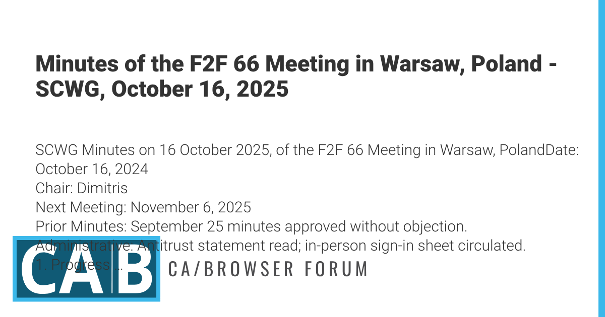 Minutes of the F2F 66 Meeting in Warsaw, Poland - SCWG, October 16 ...