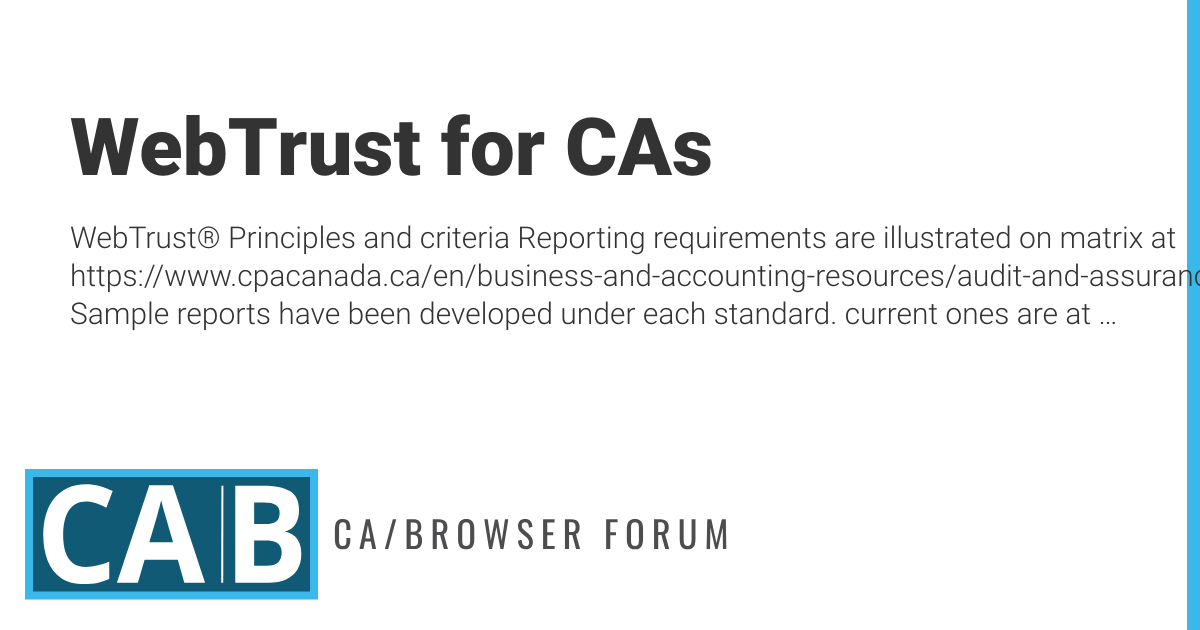 WebTrust for CAs | CA/Browser Forum